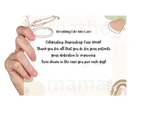 Respiratory Care Week Thank You Card Appreciation For Respiratory Therapist Etsy