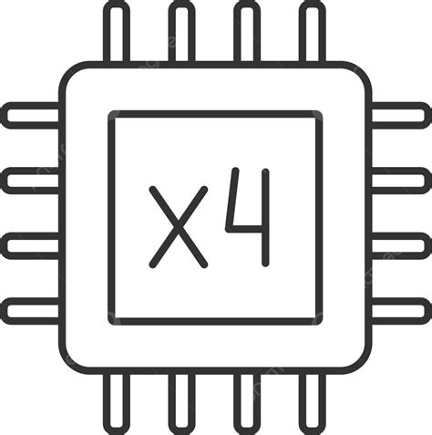 Quad Core Processor Linear Icon Technology Multi Core Computer Vector