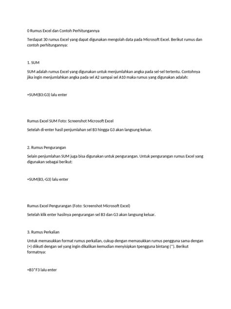 Rumus Excel Dan Contoh Perhitungannya Pdf
