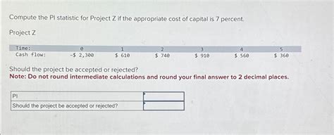 Solved Compute The Pi Statistic For Project Z If The