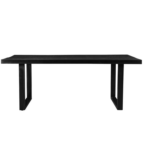 Mesa De Comedor 8 10 Personas L220 Mango Macizo Negro Y Metal Uzes