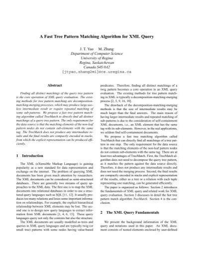 A Fast Tree Pattern Matching Algorithm For Xml Query