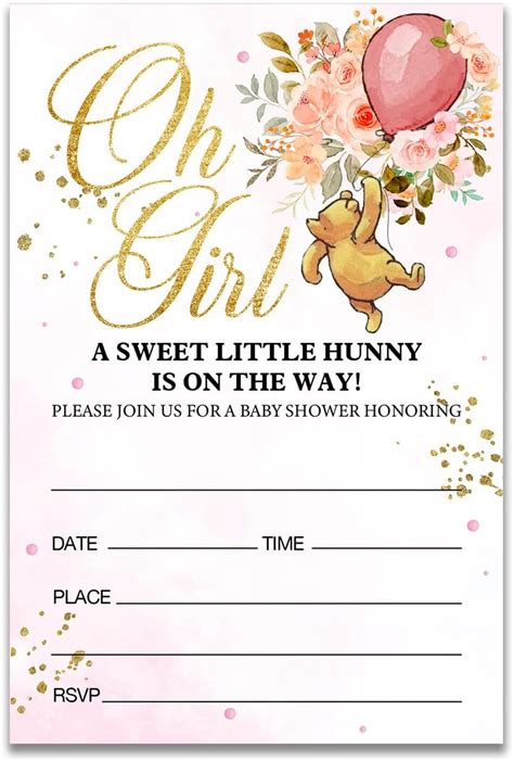 Amazon Brayqu Winnie The Pooh Girl Baby Shower Invitations Pink