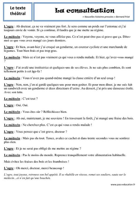 La consultation Cm Cm Saynète Texte théâtrale Lecture Cycle Pass Education