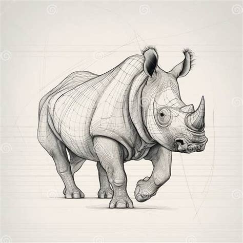 Minimalist Rhino Art Print With Strong Linear Elements Stock Illustration Illustration Of