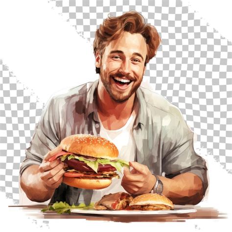PSD Homem Comendo Hamburguer modelos PSD grátis de alta
