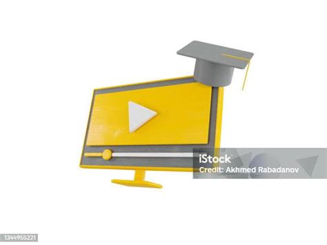 온라인 교육 3d 아이콘 전자책 온라인 강의 커리큘럼 회색 흰색 배경에 고립 된 노란색 노트북 3차원 형태에 대한 스톡 사진 및