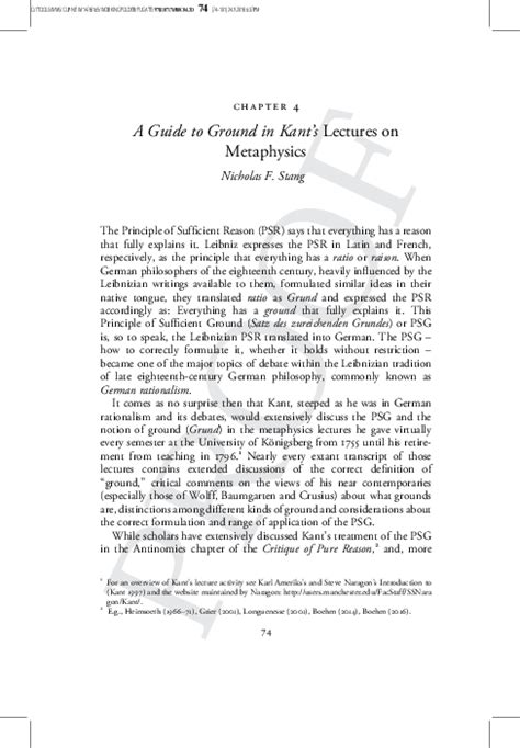 pdf a guide to ground in kant s lectures on metaphysics