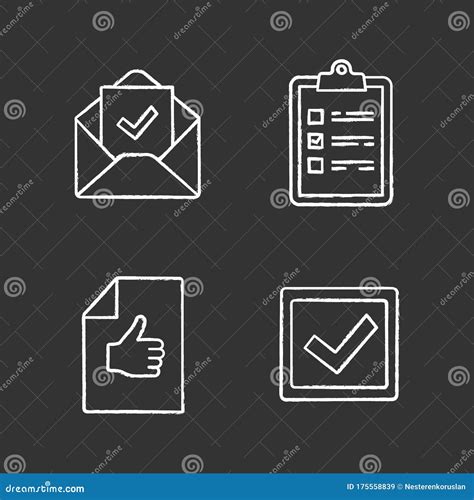 Approve Chalk Icons Set Stock Vector Illustration Of Email 175558839