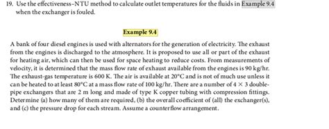 Use The Effectiveness Ntu Method To Calculate Outlet