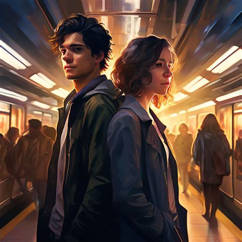 Couple Locked In A Gaze Inside A Bustling Subway Station By Sucena M