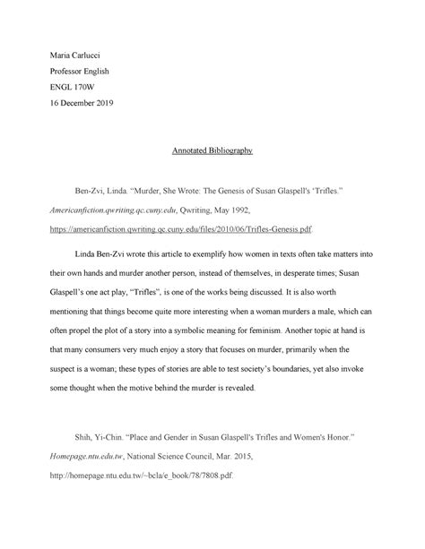 Annotated Bibliography Warning Tt Undefined Function 32 Maria Carlucci Professor English