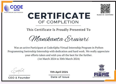 Manikanta Eruvuri On Linkedin Codealpha Pythonprogramming