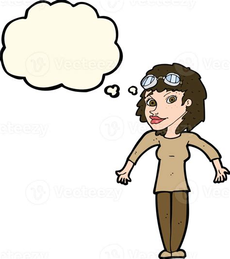Cartoon Woman Wearing Goggles With Thought Bubble 42328419 Png