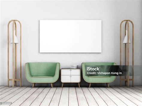 현대 거실 화이트 벽 프레임 3d 렌더링 녹색 소파 0명에 대한 스톡 사진 및 기타 이미지 0명 3차원 형태 개념 Istock