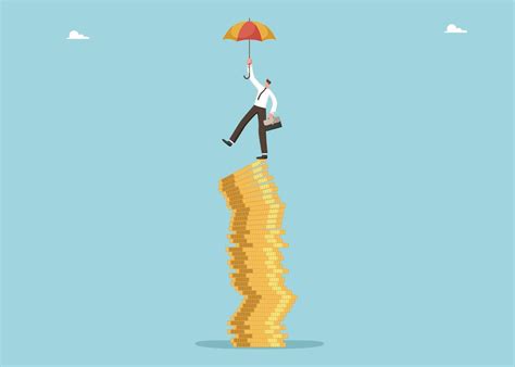 Man Balancing On Falling Stack Of Coins 51554810 Vector Art At Vecteezy