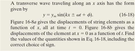 Solved A Transverse Wave Traveling Along An X Axis Has The Chegg