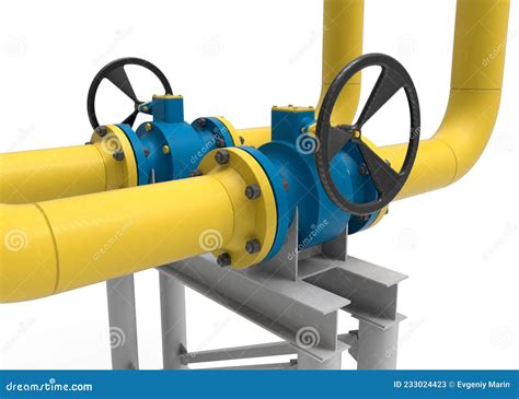 A Gas Pipeline With Shut Off Valves Bypass In Thermal Insulation Isolated On White Background