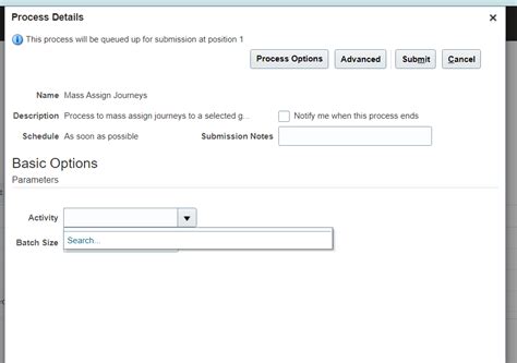 How Does Mass Assign Journeys Work Under Scheduled Processes Currently No Options Show