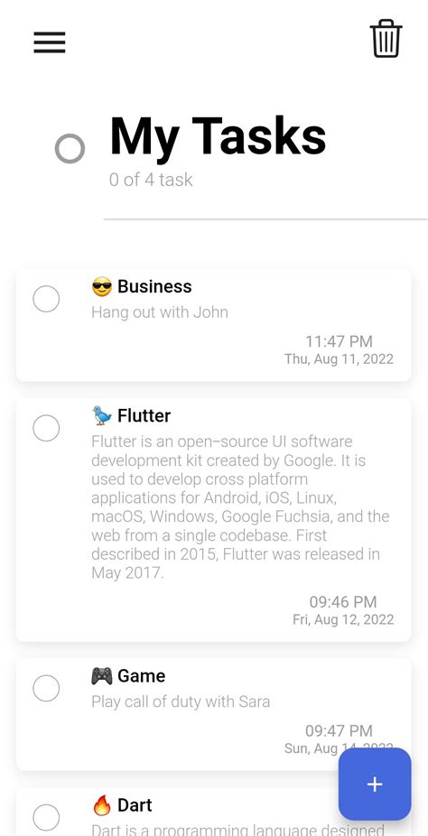 todo app using flutter implemented with hive database free flutter