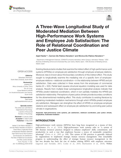 Pdf A Three Wave Longitudinal Study Of Moderated Mediation Between