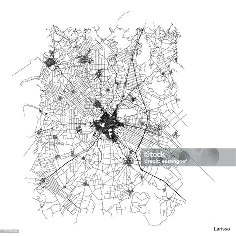 Larissa Stadtplan Mit Straßen Und Wegen Griechenland