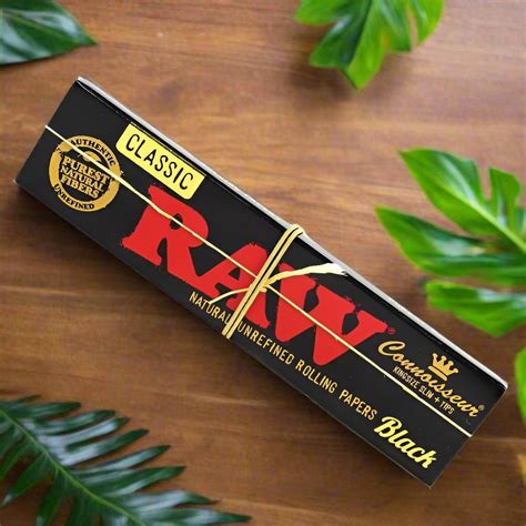 Raw Black Connoisseur Rolling Papers With Tips 1 1 4 Hemptronics