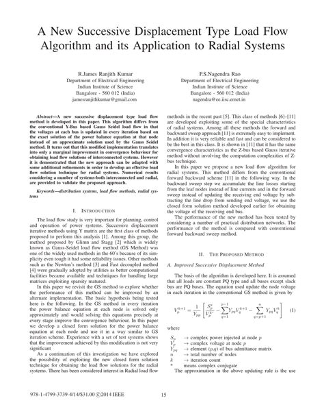 pdf a new successive displacement type load flow algorithm and its