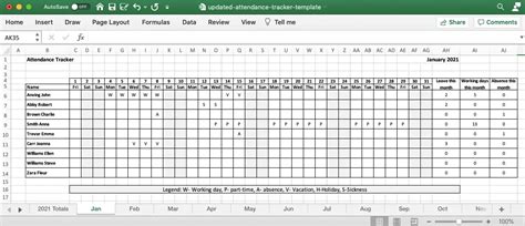 Monthly Attendance Sheet Template Excel