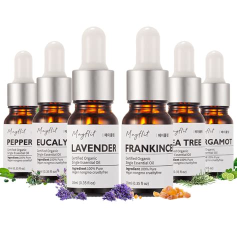 메이플릿 아로마 에센셜 오일 31 유기농 비건 10ml 6종 천연 오일 스트레스해소and힐링 아로마테라피 티몬