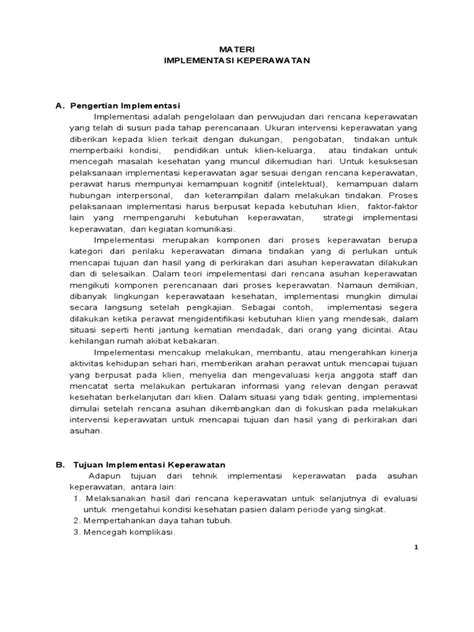 Materi Implementasi Keperawatan Pdf