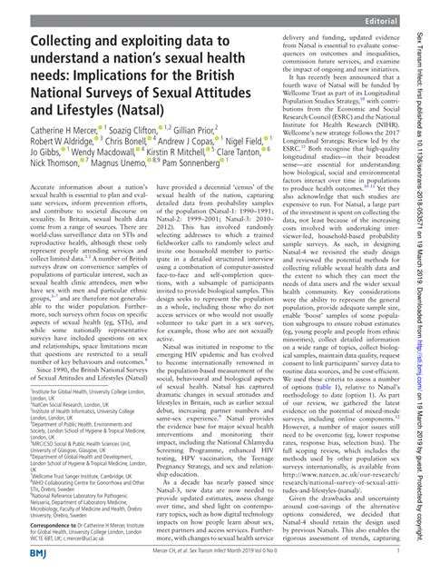 Pdf Collecting And Exploiting Data To Understand A Nations Sexual Health Needs Implications