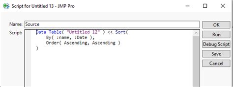 Solved How To Use Jmp Script To Sort Data Table By Two Columns Jmp
