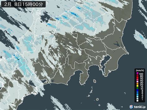 関東・甲信地方の過去の雨雲レーダー2025年02月08日 日本気象協会 Tenkijp