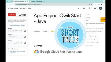 App Engine Qwik Start Java Qwiklabs Gsp068 With