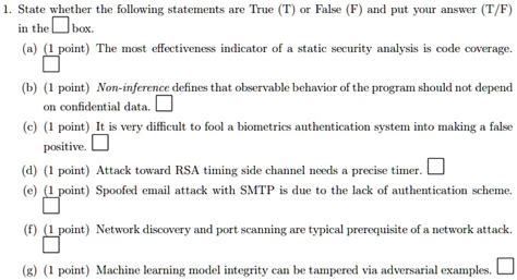 Solved A The Most Effective Indicator Of A Static Security Analysis