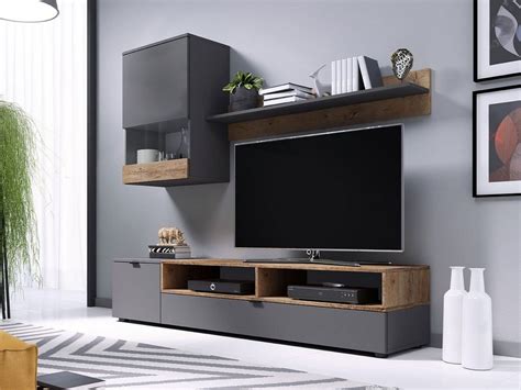 Mirjan24 Wohnwand Pat 3er Set Tv Lowboard Vitrine Wandregal
