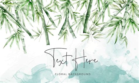 우아한 녹지 대나무 수채화 꽃 배경 무료 벡터