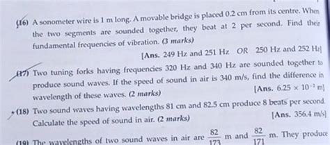 16 A Sonometer Wire Is 1 M Long A Movable Bridge Is Placed 02 Cm From
