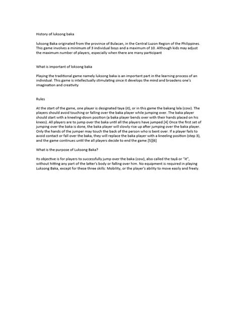 History Of Luksong Baka Pdf