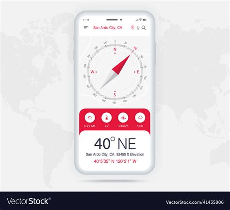 Compass App Ui Ux Gui Concept Map Gps Royalty Free Vector