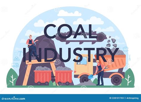 Coal Industry Typographic Header Mineral And Natural Resources Extraction Stock Vector