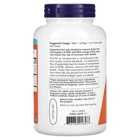 Now Foods Ultra Omega 3 500 Epa 250 Dha 180 Enteric Coated Softgels