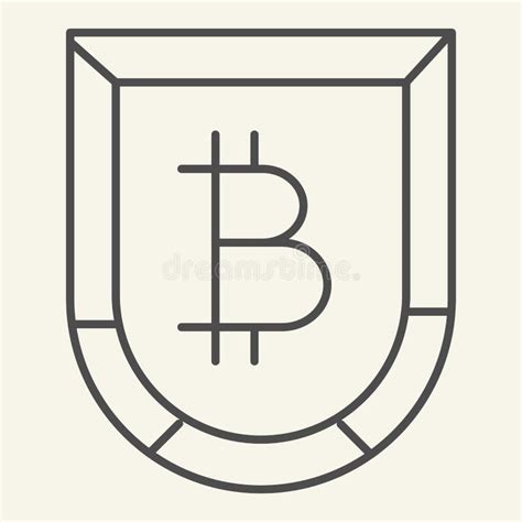 Protect Bitcoin Thin Line Icon Bitcoin Shield Vector Illustration Isolated On White Stock
