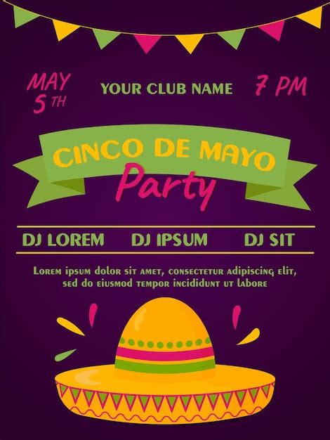 Cartel Para Una Fiesta Para La Fiesta Mexicana Cinco De Mayo Vector