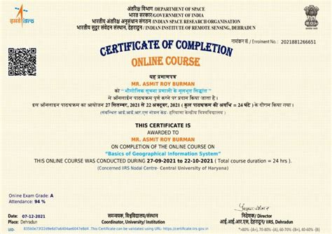 Asmit Roy Burman On Linkedin Certificateofcompletion Isro Learning