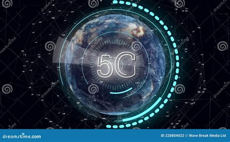 Animation Of 5g Text And Scope Scanning Over Globe Stock Footage