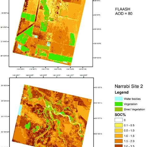 Soc Prediction Maps Using An Aod Of 80 With Flaash Method Download