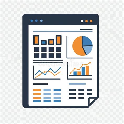 An Illustration Of A Data Analytics Dashboard With A Dark Blue Header Featuring Three Stock