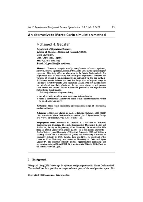 Pdf An Alternative To Monte Carlo Simulation Method